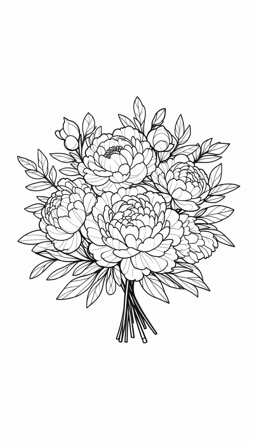 24 Buchet de flori de colorat gratis (Desene imprimabile PDF)