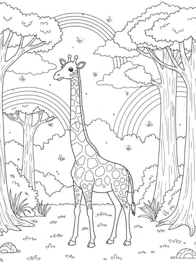 26 Giraff målarbilder för barn utskrivbar PDF gratis