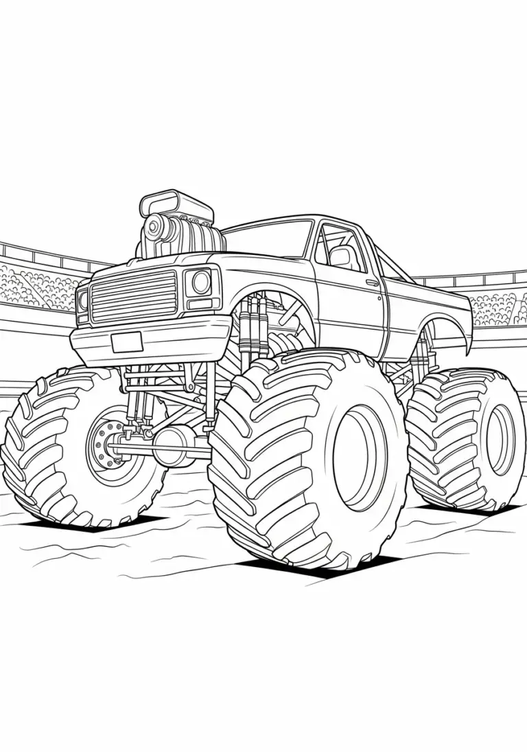 20+ Monster truck de colorat pentru copii (Desene imprimabile)