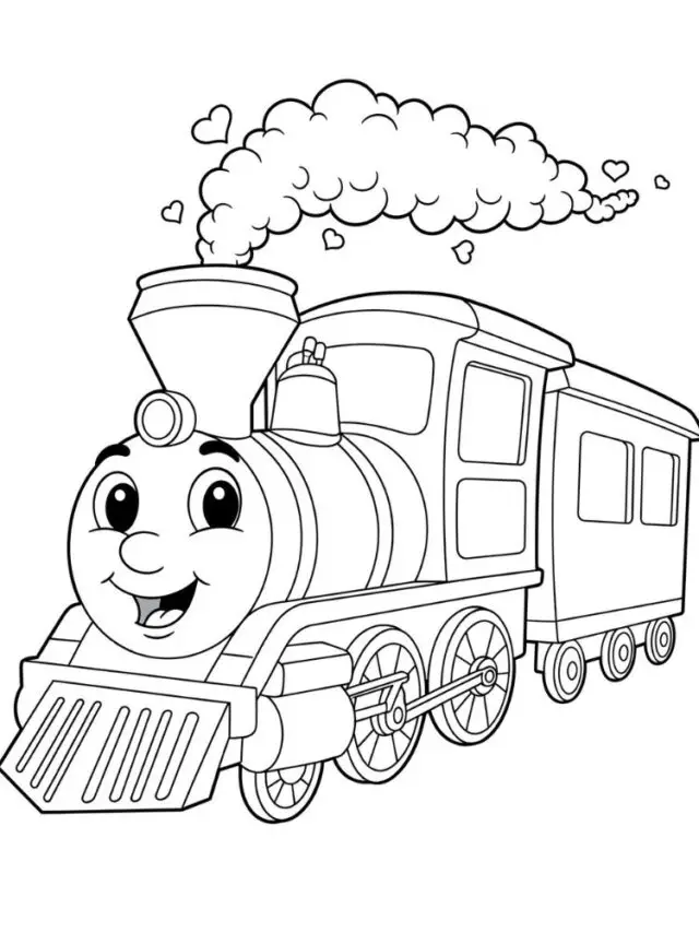 43 Tren de colorat pentru copii (Desene imprimabile PDF)