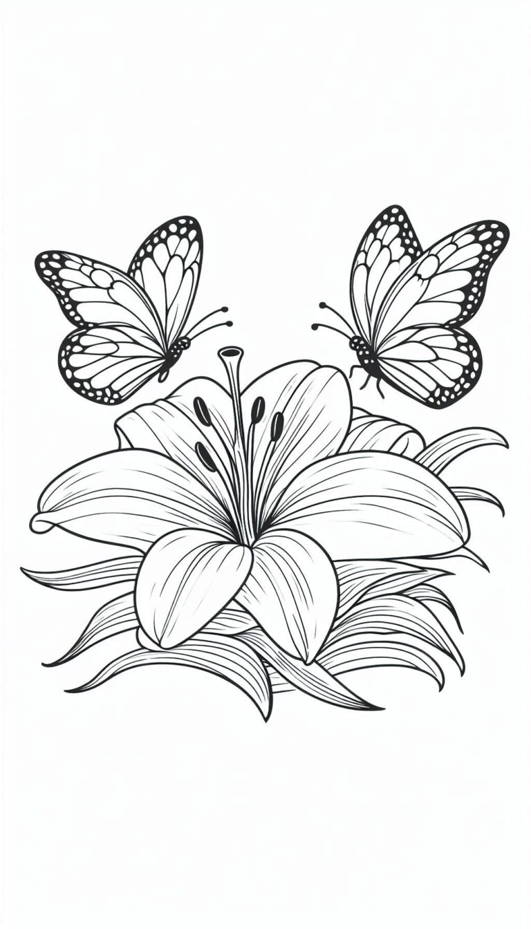 36 Coloring Page Flowers And Butterflies | Download And Print PDF
