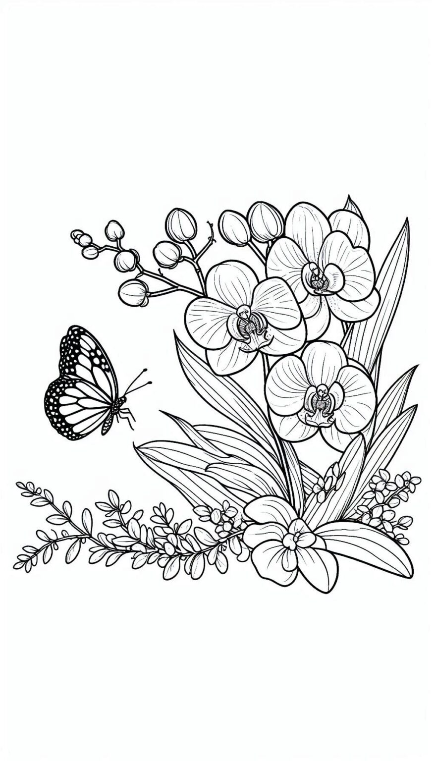 39 Coloring Page Flowers And Butterflies | Download And Print PDF