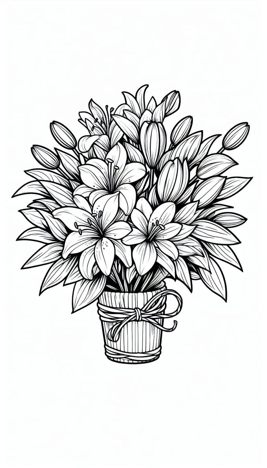 24 Buchet de flori de colorat gratis (Desene imprimabile PDF)