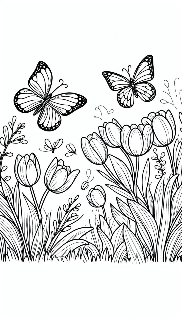 39 Plansa de colorat Flori si fluturi | Download Și imprimați PDF