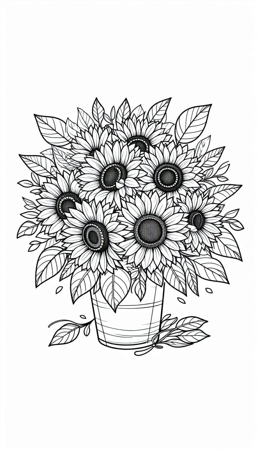 24 Buchet de flori de colorat gratis (Desene imprimabile PDF)