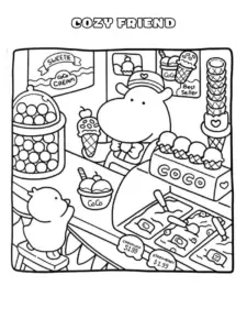39 Desenhos Cozy Friend para colorir e imprimir PDF