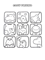 39 Desenhos Cozy Friend para colorir e imprimir PDF