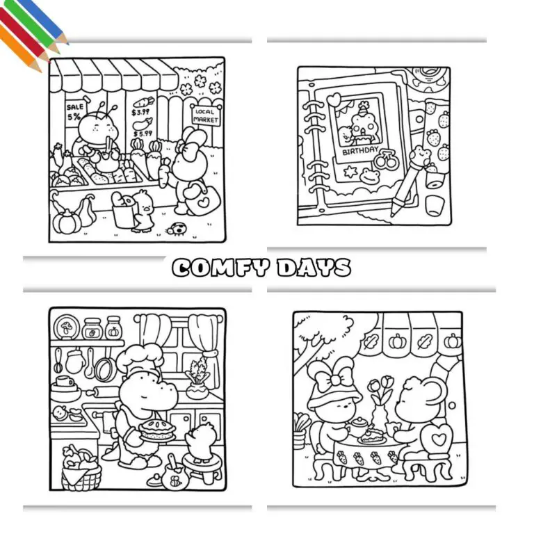 37 Comfy Days coloring pages (Free Printables PDF)