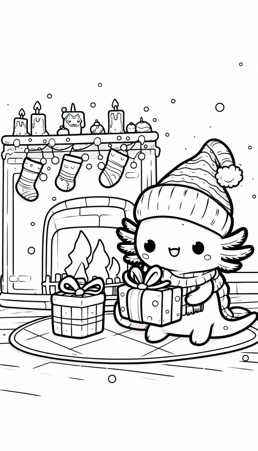 36 Kleurplaat Axolotl Kawaii Christmas | Download En Print
