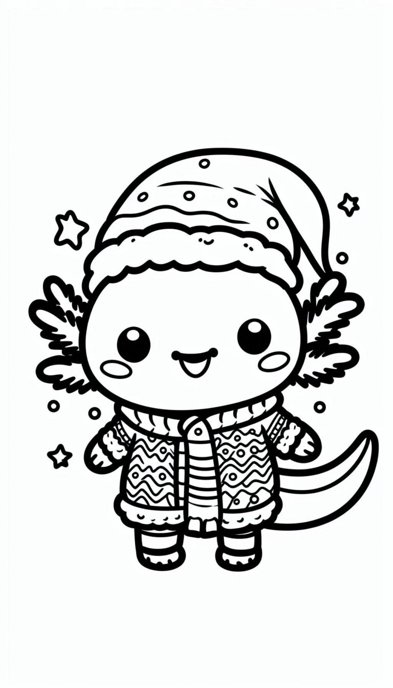 Christmas Axolotl Coloring Page