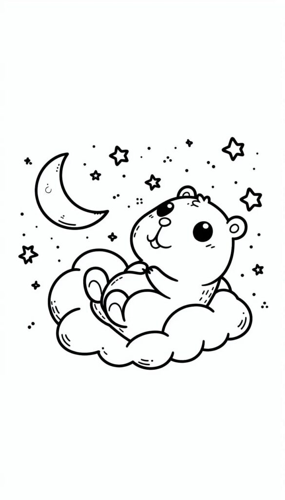 42 Capybara boyama sayfası ücretsiz PDF yazdırmak