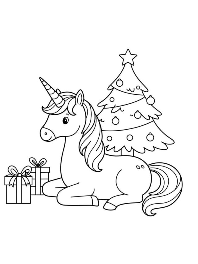62 Unicorn Christmas coloring pages (Free Printables PDF)
