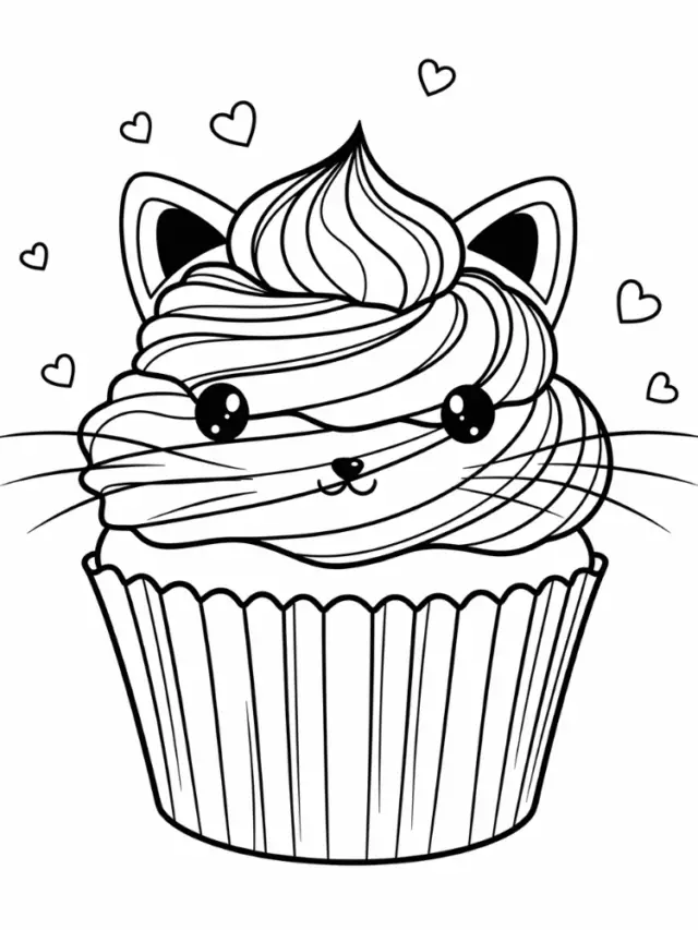 28 Mewarnai Cupcake gratis (gambar untuk dicetak PDF)