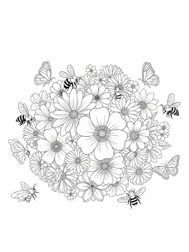 24 Mewarnai seikat bunga gratis (gambar untuk dicetak)