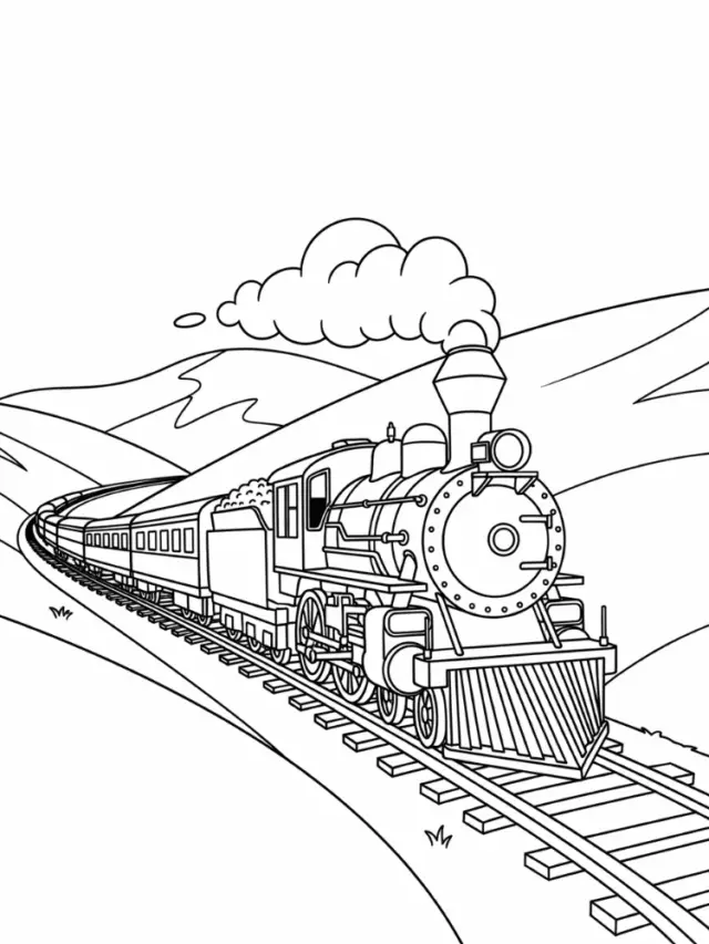 47 Tren de colorat pentru copii (Desene imprimabile PDF)