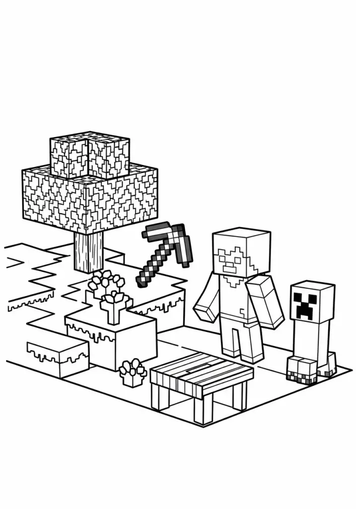 69 Minecraft de colorat pentru copii (Desene imprimabile)