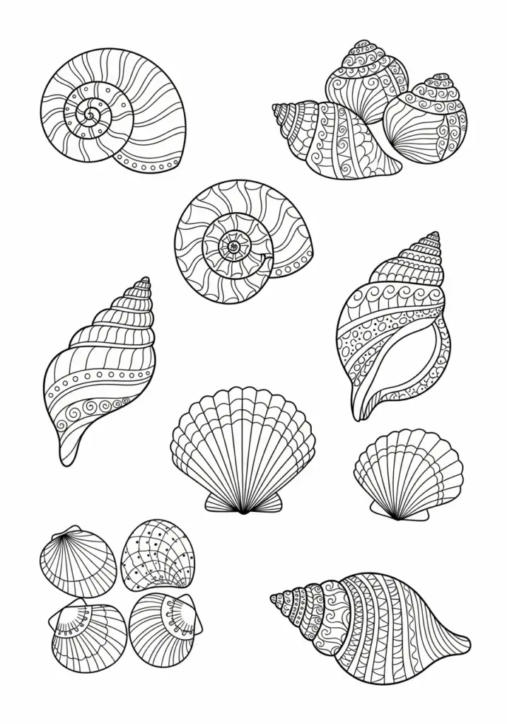 18 Schelpen Kleurplaat PDF - Printen Of Online Kleur