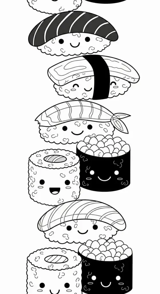 Sushi Coloring Page - Free Printable And Online Drawing