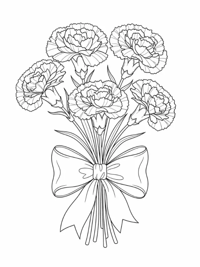 Anjer Kleurplaat - Gratis Vrolijke Bloem Om Te Kleuren