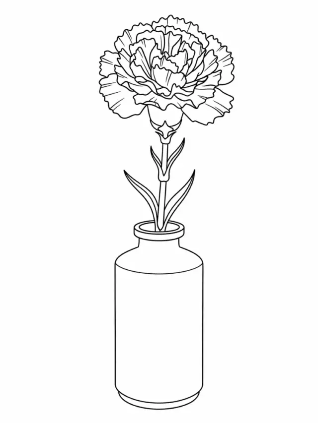 Anjer Kleurplaat - Gratis Vrolijke Bloem Om Te Kleuren