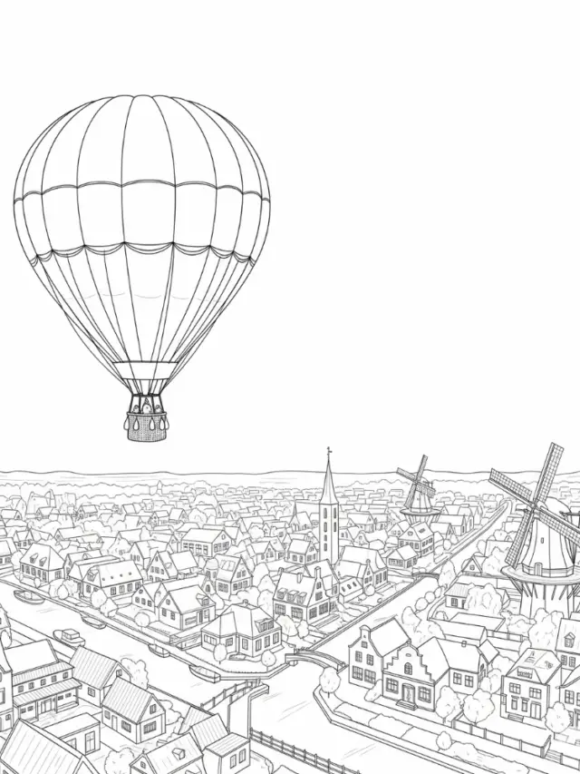 Halaman Mewarnai Balon Udara Panas | Download Dan Cetak Untuk Anak-Anak