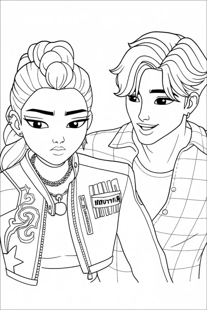 Kpop démonvadászok színező oldal – Ingyenesen nyomtatható rajz