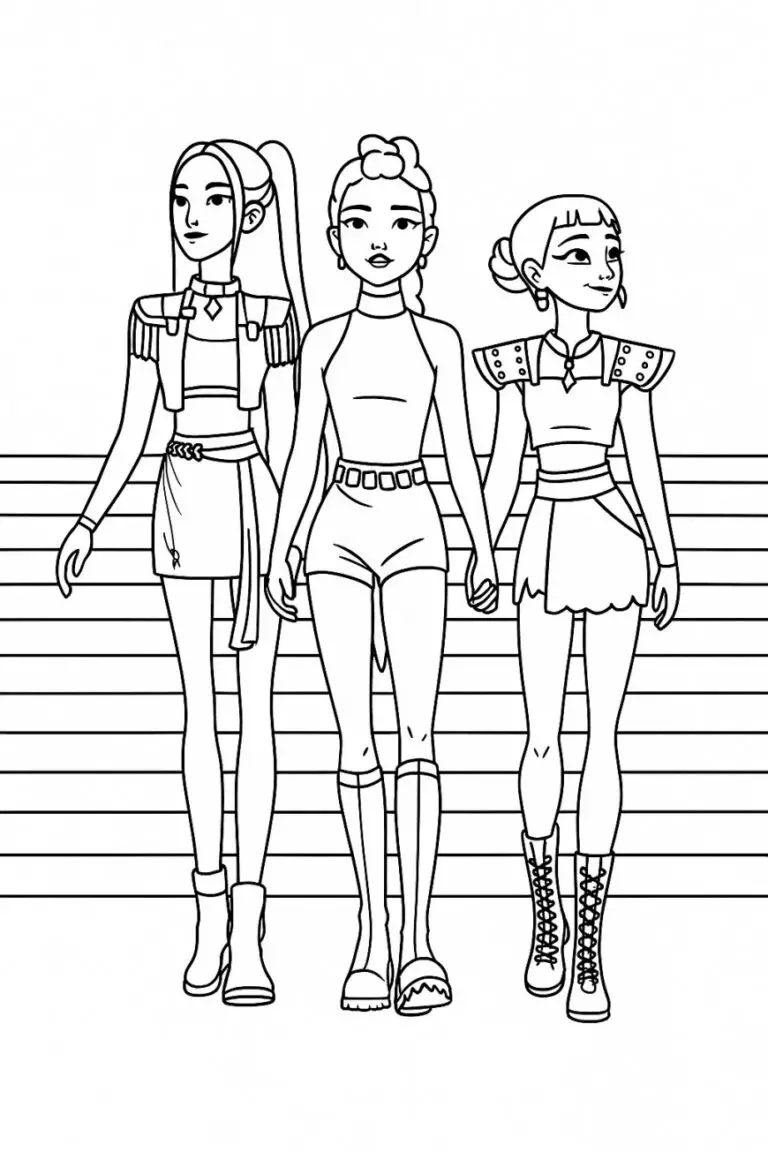 16+ Planșe de colorat cu vânători de demoni Kpop – Desen imprimabil gratuit