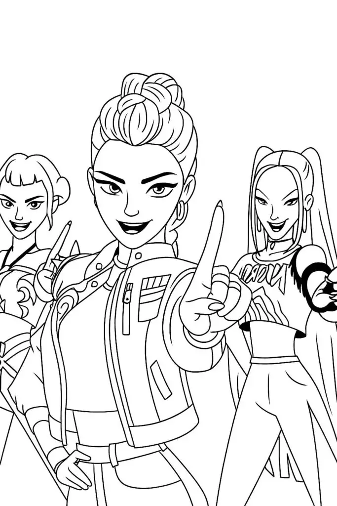 Kleurplaat Kpop Demon Hunters – Gratis Printbare Tekening