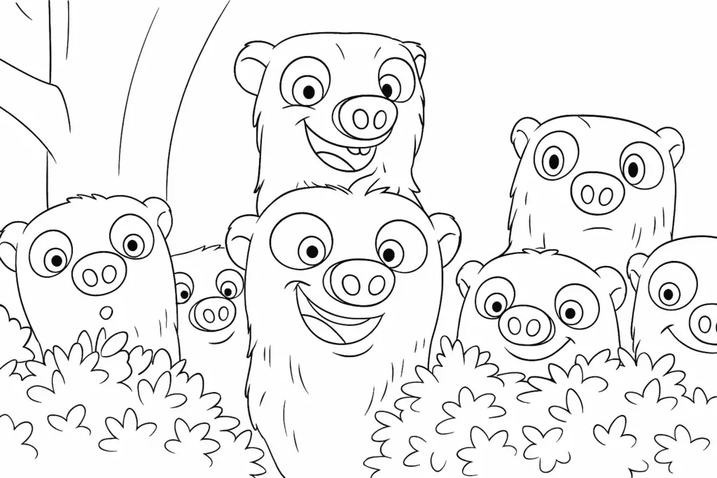Coloring Page 7 Bears – Free Printable and Online Coloring