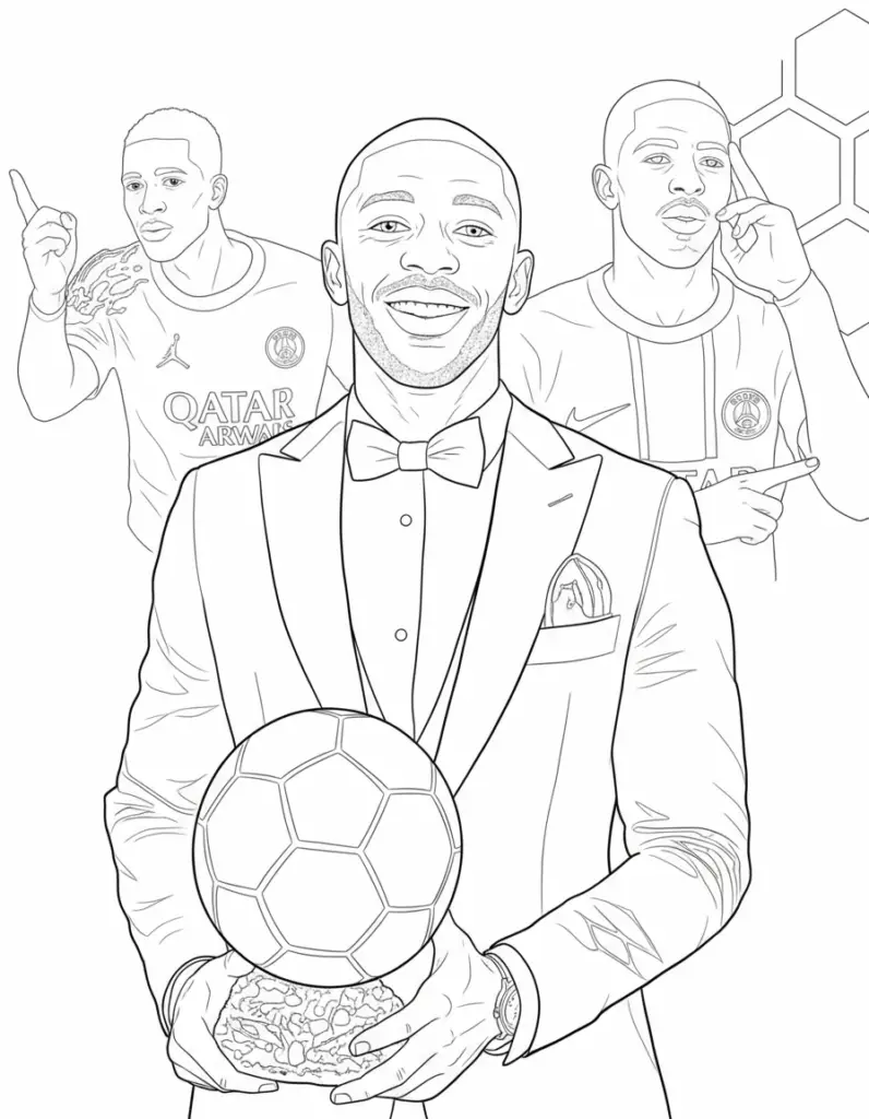 Coloriage Ousmane Dembélé – Dessin de football gratuit à colorier