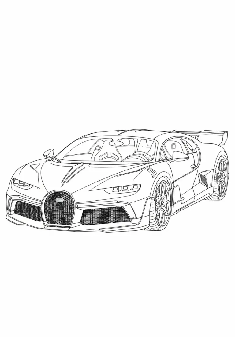 15+ omalovánek Bugatti – Zdarma k vytisknutí kresba auta