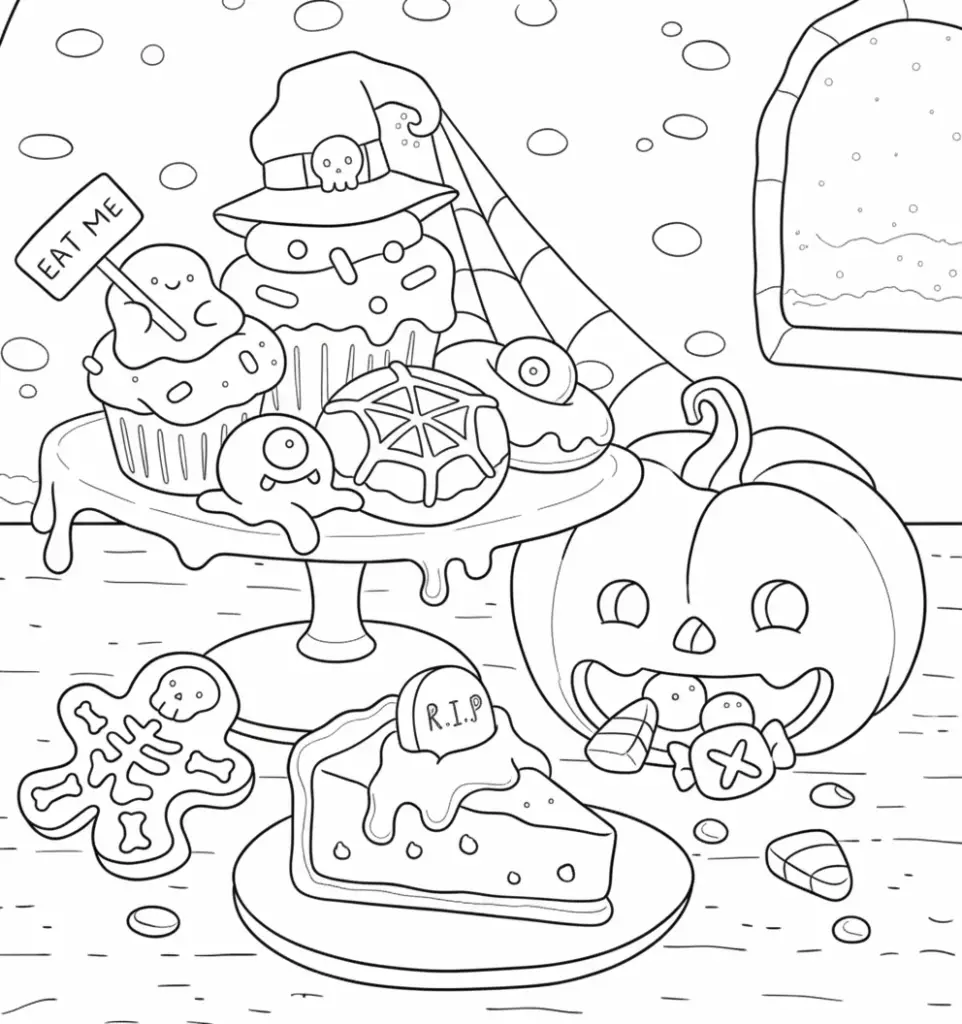 40 Spooky Fuzzy coloring pages (Free Printables PDF)
