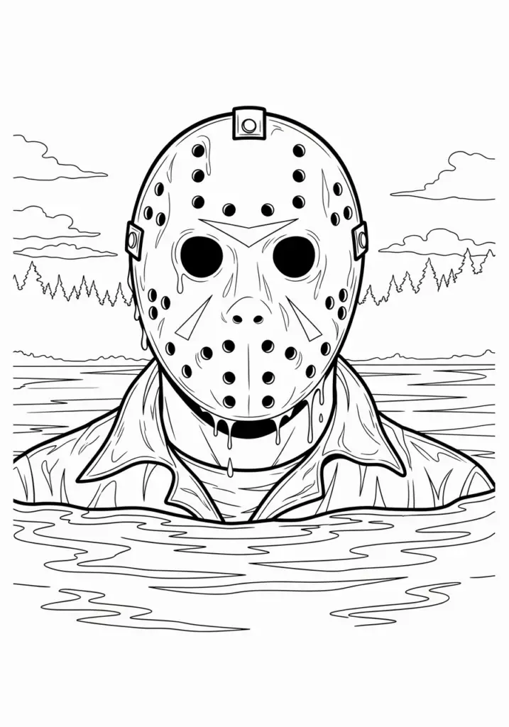 17+ Kleurplaat Jason Voorhees – Gratis Printbare Tekening