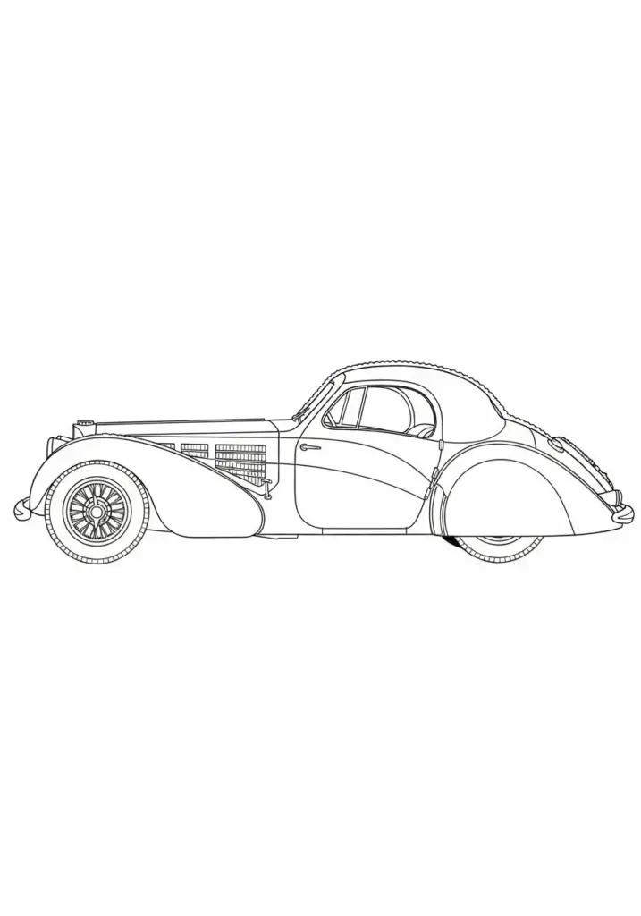 15+ omalovánek Bugatti – Zdarma k vytisknutí kresba auta