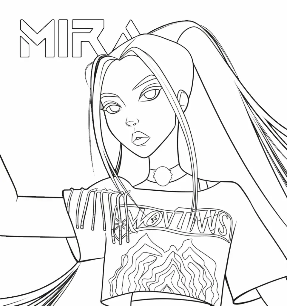 KPop Demon Hunters Mira Coloring Page – Free Print