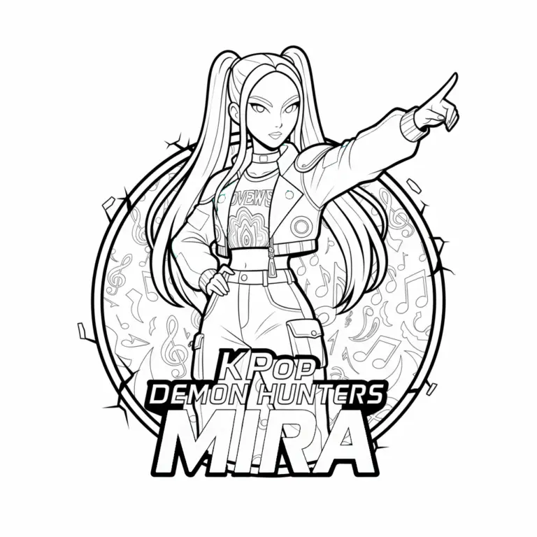 KPop Demon Hunters Mira Coloring Page – Free Print