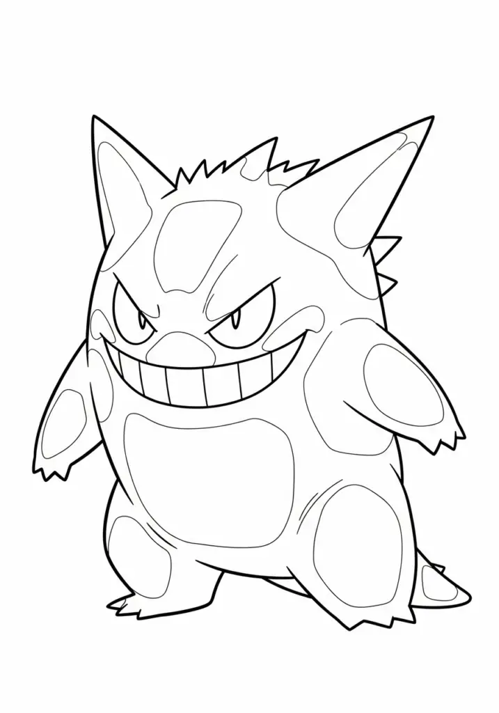 21+ Gengar Kleurplaat – Gratis Printbare Pokémon Tekening