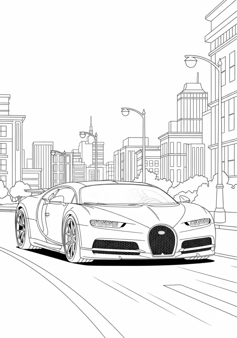 15+ omalovánek Bugatti – Zdarma k vytisknutí kresba auta