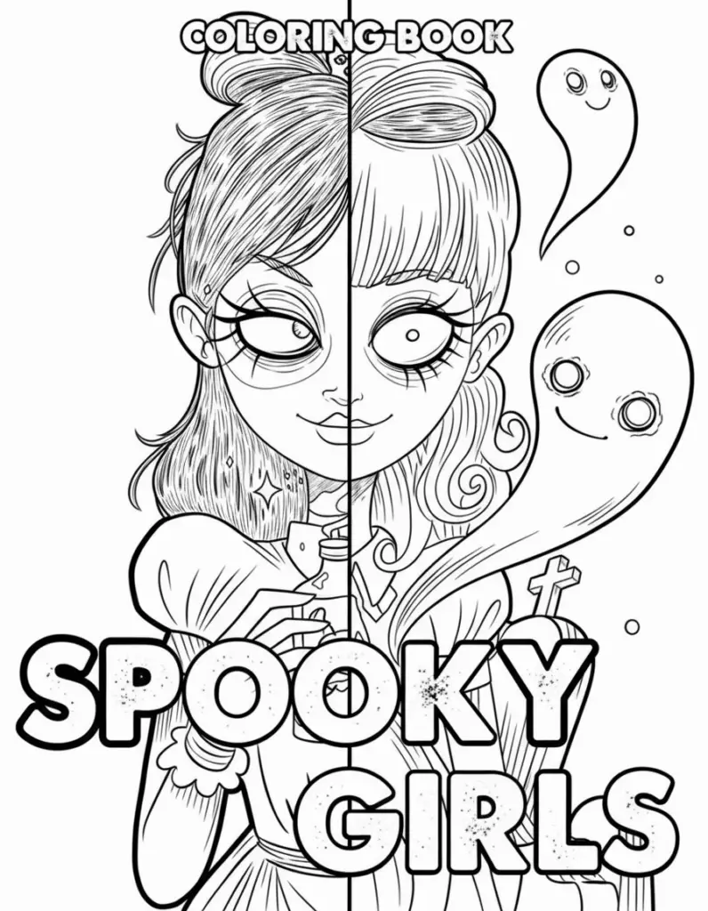 50+ Coloring page Spooky Girl Free | Download And Print PDF